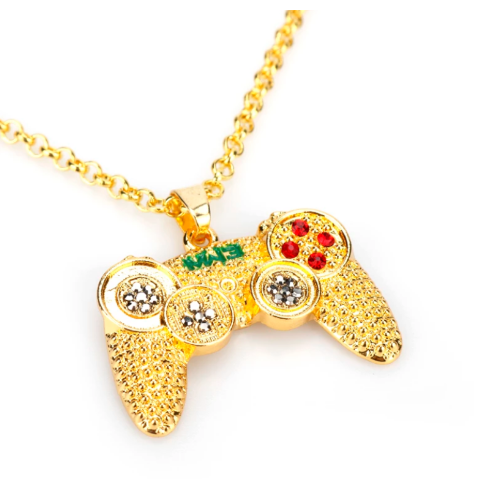 GamePad Game Controller Necklace - Gold Coloured
